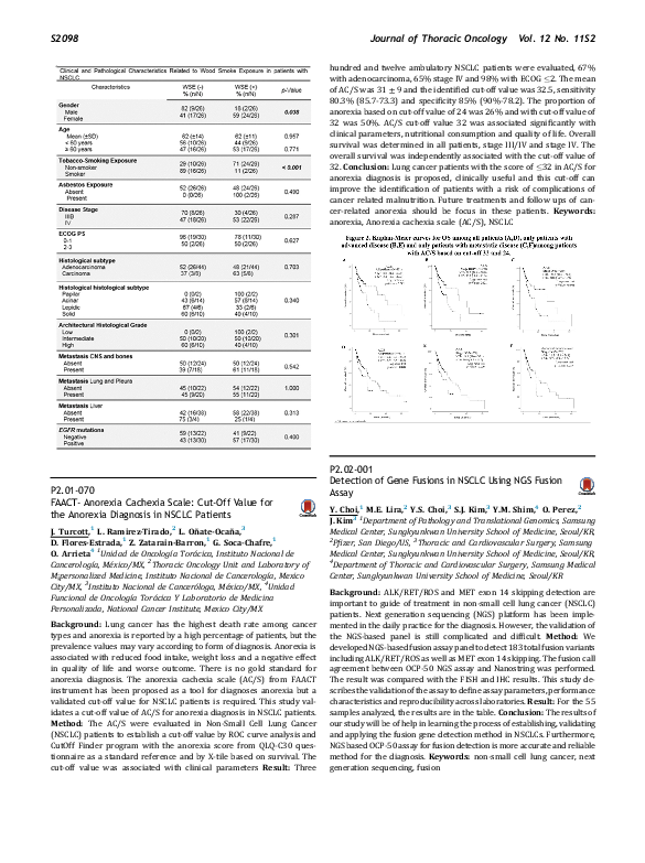 (PDF) P2.01-070 FAACT- Anorexia Cachexia Scale: Cut-Off Value for the ...