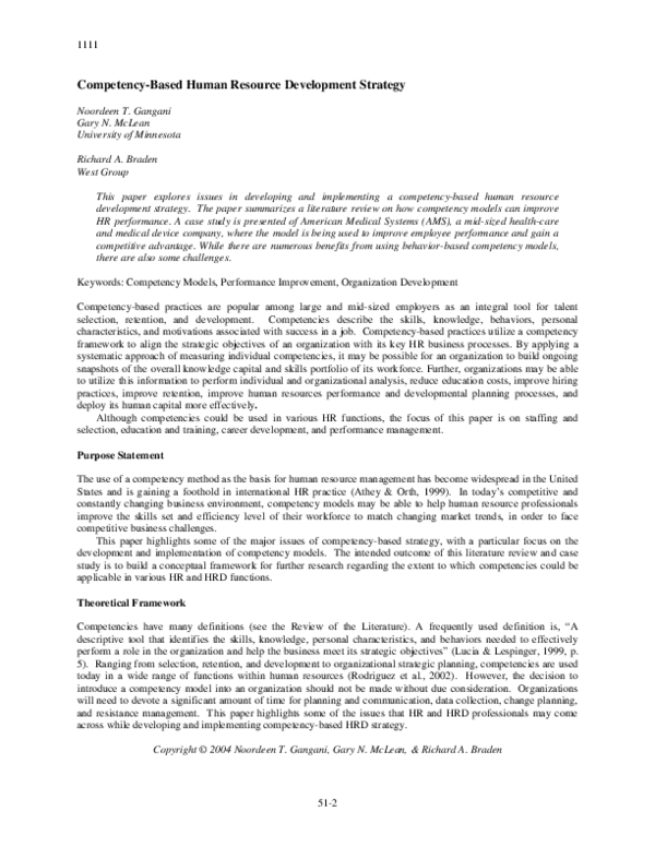 (PDF) A Competency‐Based Human Resource Development Strategy