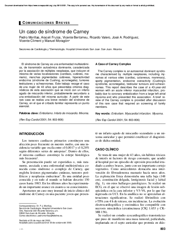 (PDF) Un caso de síndrome de Carney