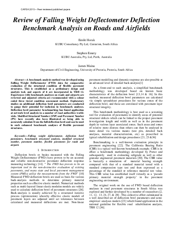 (PDF) Review of falling weight deflectometer deflection benchmark ...