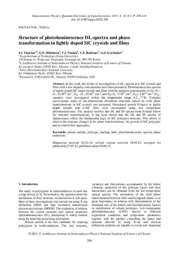 (PDF) Structure of photoluminescence DL-spectra and phase ...