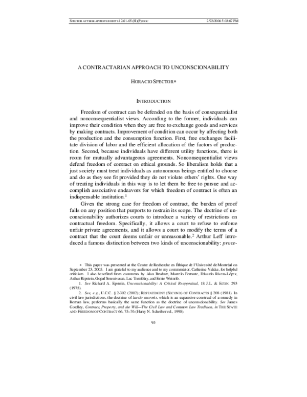 (PDF) A Contractarian Approach to Unconscionability