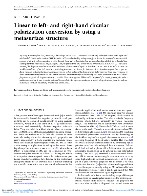 (PDF) Linear to left- and right-hand circular polarization conversion ...