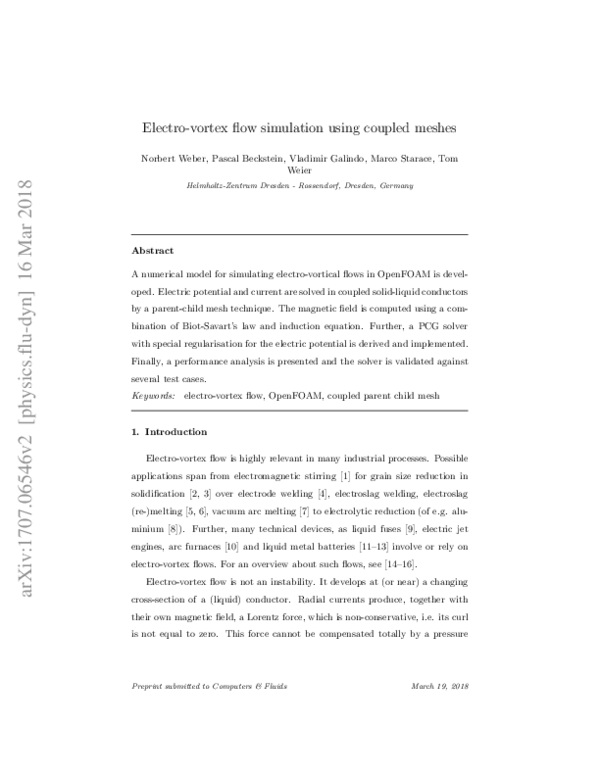 (PDF) Electro-vortex flow simulation using coupled meshes