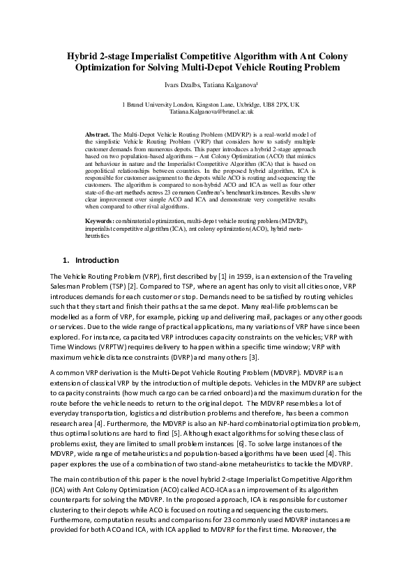 (PDF) Hybrid 2-stage Imperialist Competitive Algorithm with Ant Colony Optimization for Solving ...