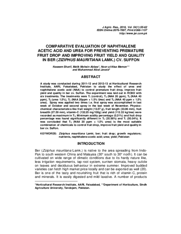 (PDF) Comparative evaluation of naphthalene acetic acid and urea for ...