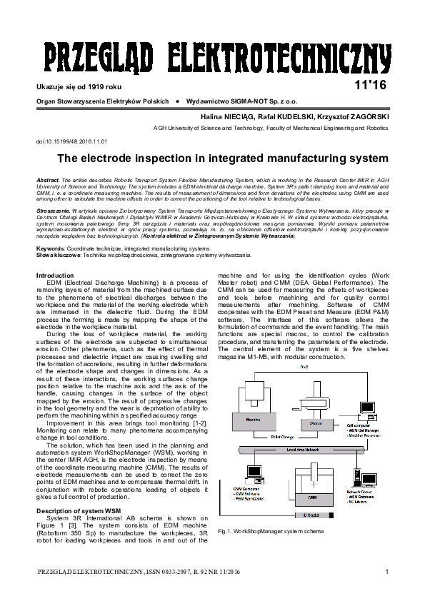 (PDF) The electrode inspection in integrated manufacturing system