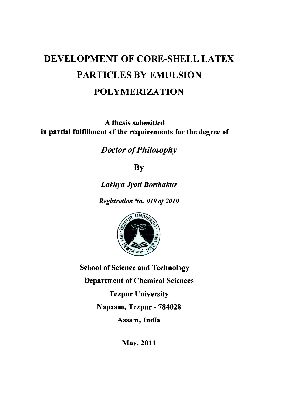 Pdf Development Of Core Shell Latex Particles By Emulsion Polymerization