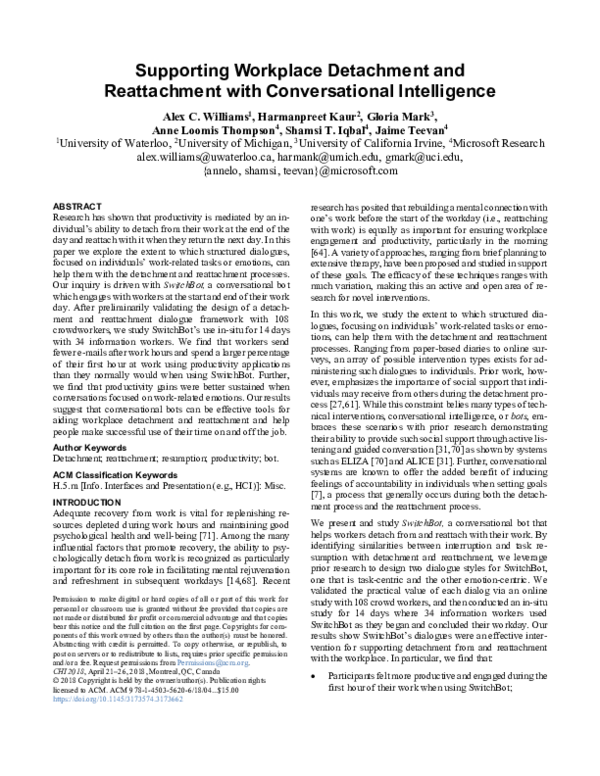 (PDF) Supporting Workplace Detachment and Reattachment with ...