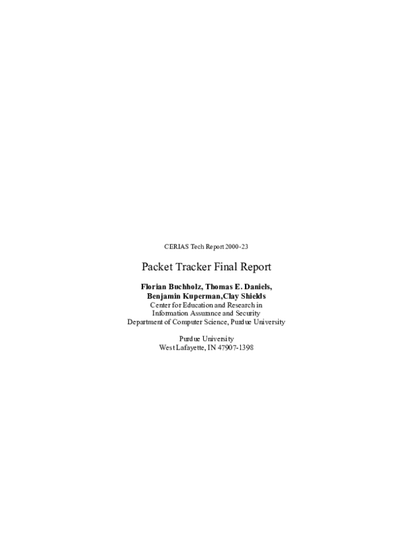 (PDF) Packet Tracker Final Report | Benjamin Kuperman - Academia.edu