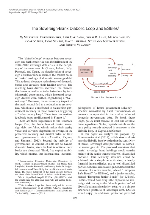 (PDF) The Sovereign-Bank Diabolic Loop and ESBies