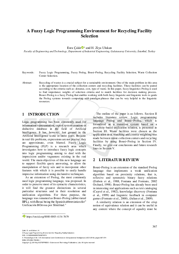 (PDF) A Fuzzy Logic Programming Environment for Recycling Facility ...