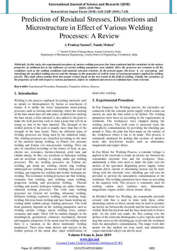 Pdf Prediction Of Residual Stresses Distortions And Microstructure In Effect Of Various