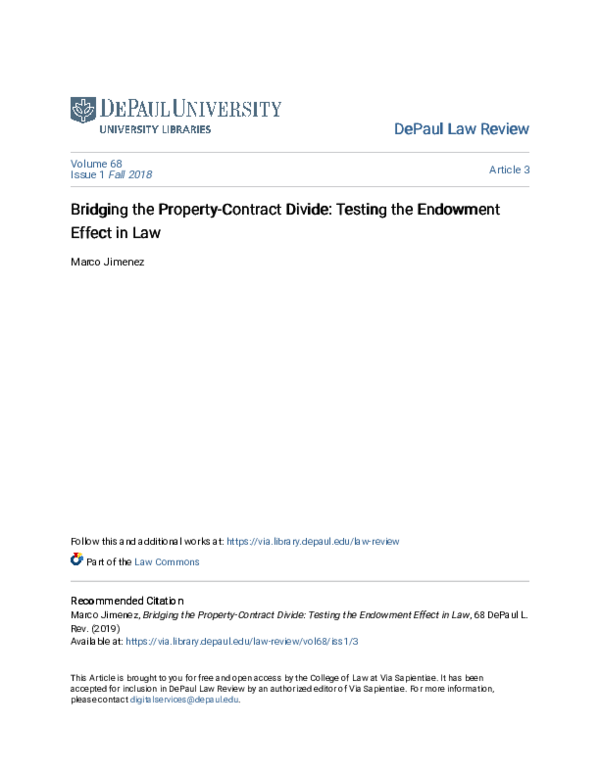 (PDF) Bridging the Property-Contract Divide: Testing the Endowment ...