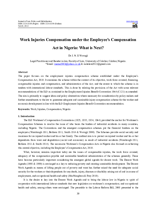 (PDF) Work Injuries Compensation under the Employee’s Compensation Act ...