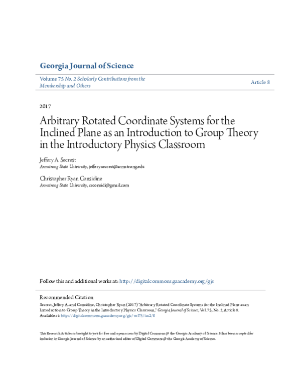 (PDF) Arbitrary Rotated Coordinate Systems for the Inclined Plane as an ...
