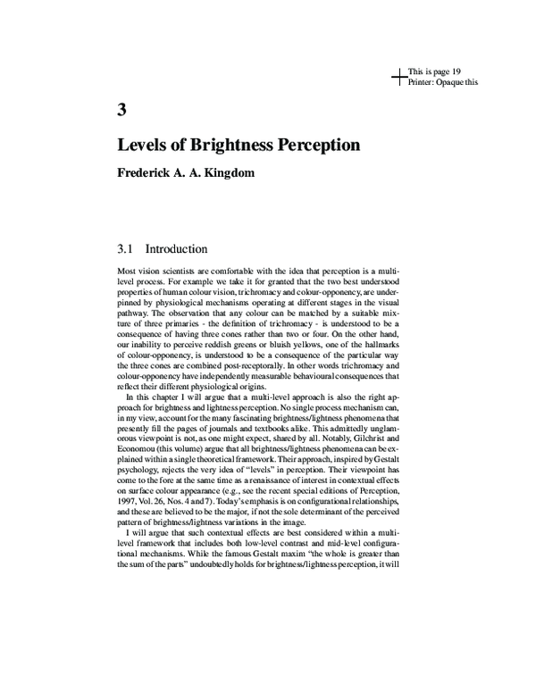 (PDF) Levels of brightness perception