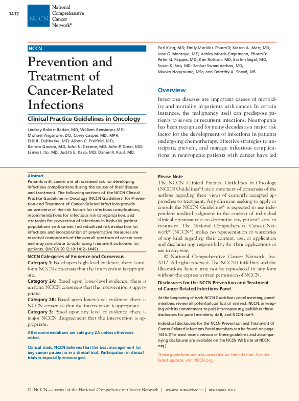 (PDF) Prevention and Treatment of Cancer-Related Infections, Version 2. ...