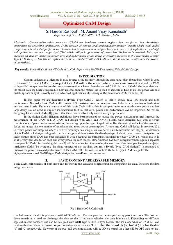 (PDF) Optimized CAM Design