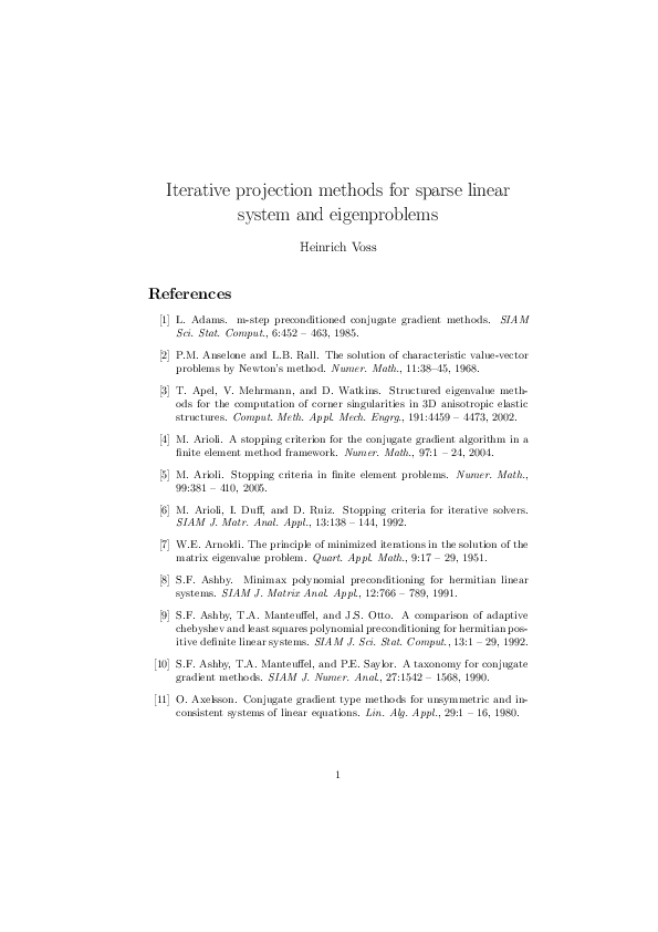 Pdf Iterative Projection Methods For Sparse Linear System And