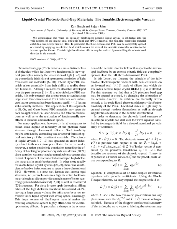 (PDF) Liquid-crystal photonic-band-gap materials: the tunable electromagnetic vacuum