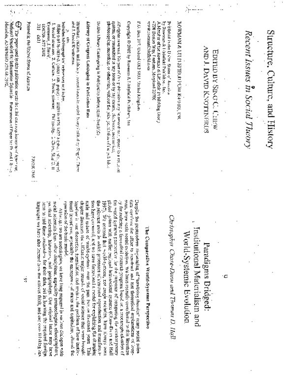 (PDF) Christopher Chase Dunn and _____. Paradigms Bridged ...