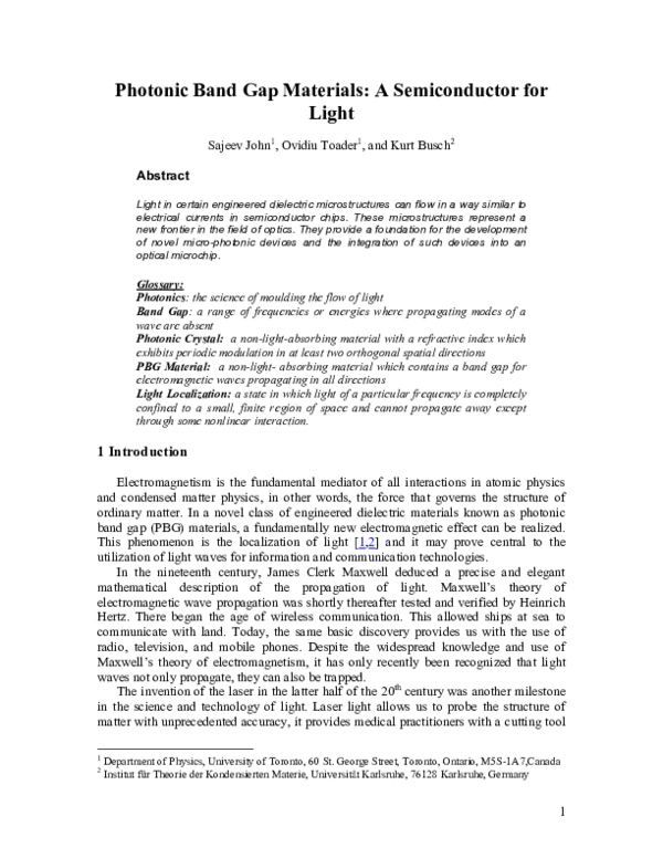 (PDF) Photonic band gap materials: a semiconductor for light