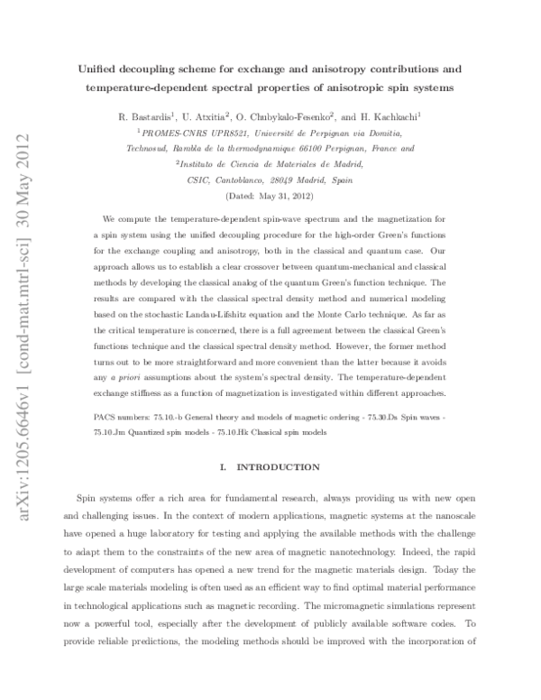 (PDF) Unified decoupling scheme for exchange and anisotropy ...
