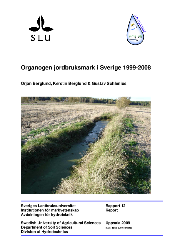 (PDF) Organogen jordbruksmark i Sverige 1999-2008