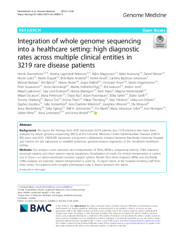 (PDF) Integration of whole genome sequencing into a healthcare setting ...