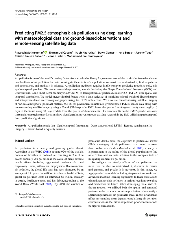 (PDF) Predicting PM2.5 atmospheric air pollution using deep learning with meteorological data ...