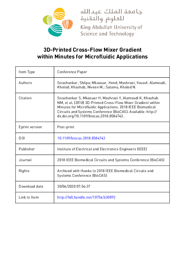 (PDF) 3D-Printed Cross-Flow Mixer Gradient within Minutes for ...