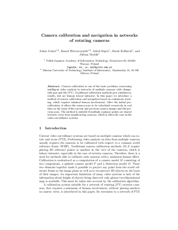 (PDF) Camera Calibration and Navigation in Networks of Rotating Cameras
