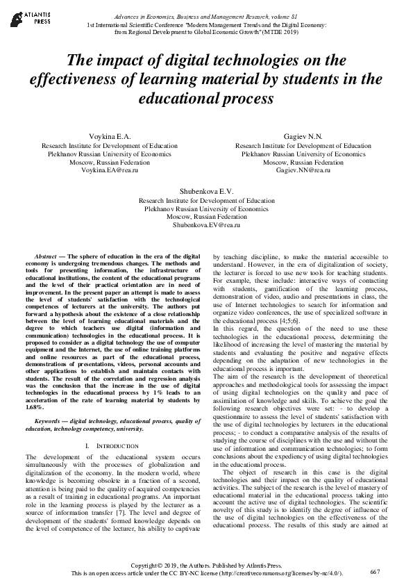 (PDF) The impact of digital technologies on the effectiveness of ...
