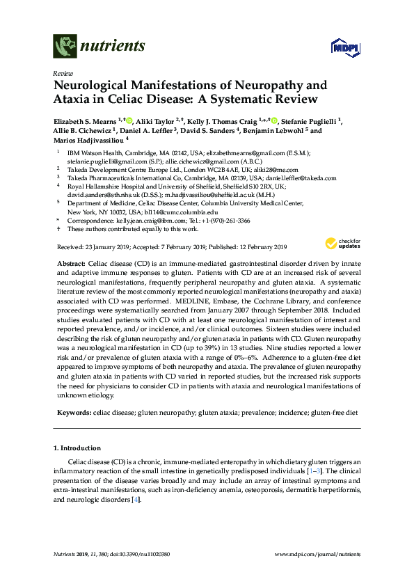 (PDF) Neurological Manifestations of Neuropathy and Ataxia in Celiac ...