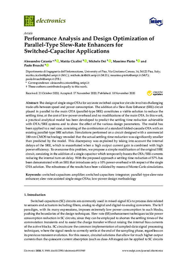 (PDF) Performance Analysis and Design Optimization of Parallel-Type Slew-Rate Enhancers for ...