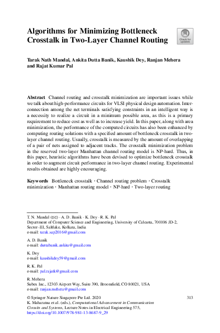 (PDF) Algorithms for Minimizing Bottleneck Crosstalk in Two-Layer Channel Routing