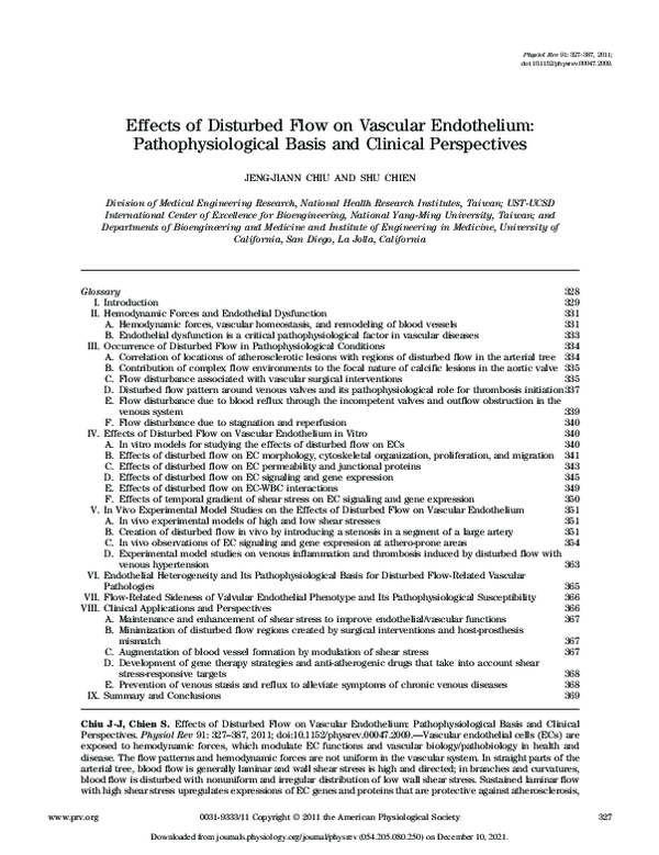 (PDF) Effects of disturbed flow on vascular endothelium ...
