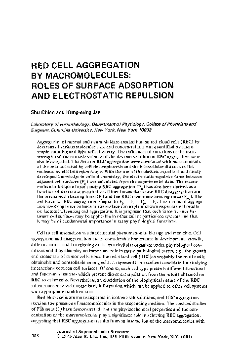 (PDF) Red cell aggregation by macromolecules: Roles of surface ...