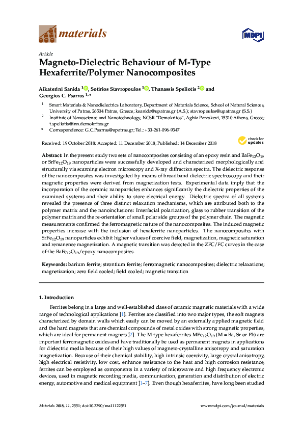 (PDF) Magneto-Dielectric Behaviour of M-Type Hexaferrite/Polymer ...