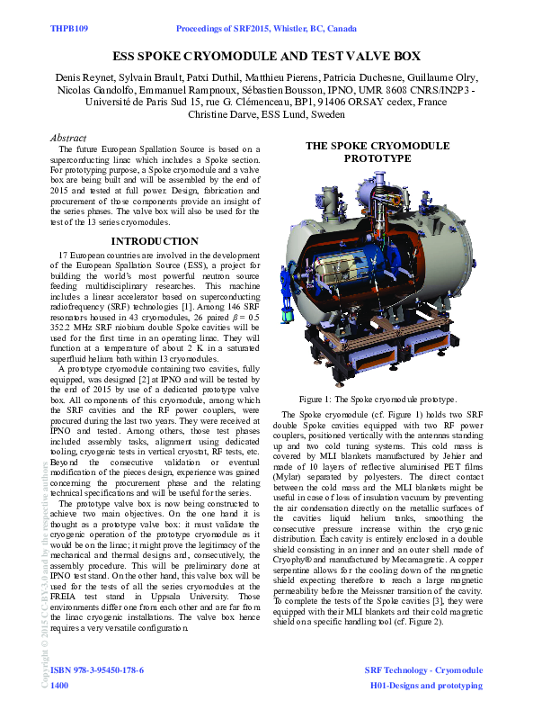 (PDF) ESS Spoke Cryomodule and Test Valve Box