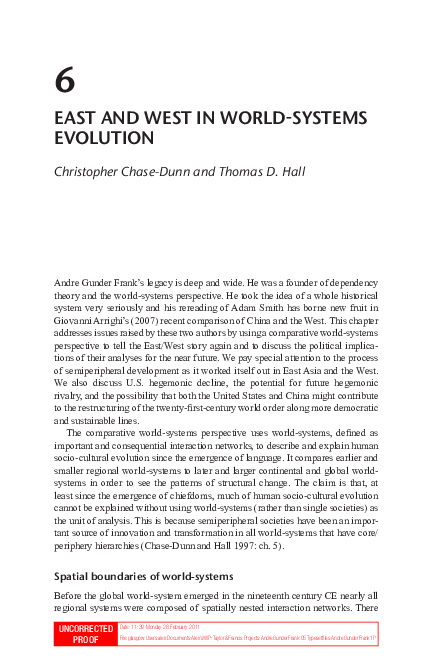 (PDF) Chase-Dunn, Christopher and Thomas D. Hall. 2011. “East – West in ...