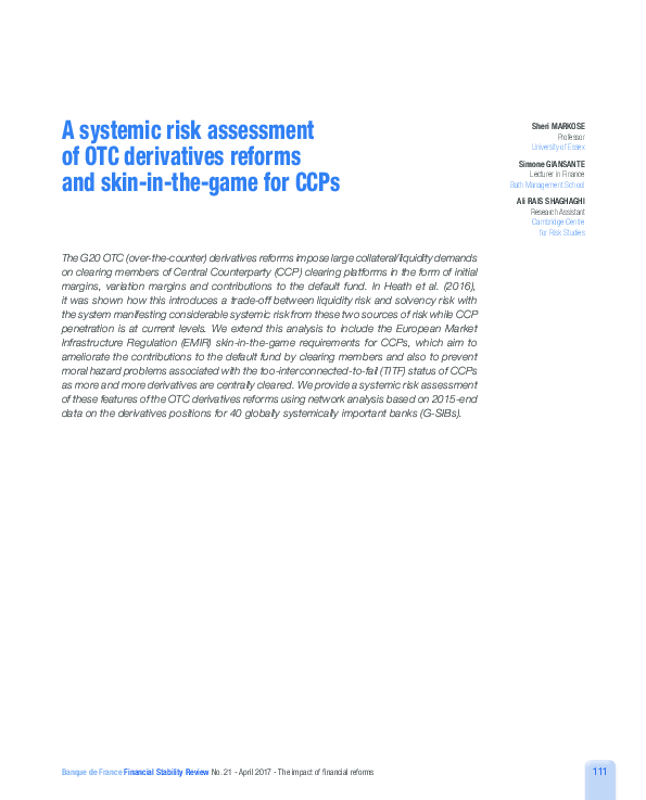 (PDF) A systemic risk assessment of OTC derivatives reforms and skin‐in ...