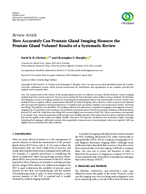 (PDF) How Accurately Can Prostate Gland Imaging Measure the Prostate ...
