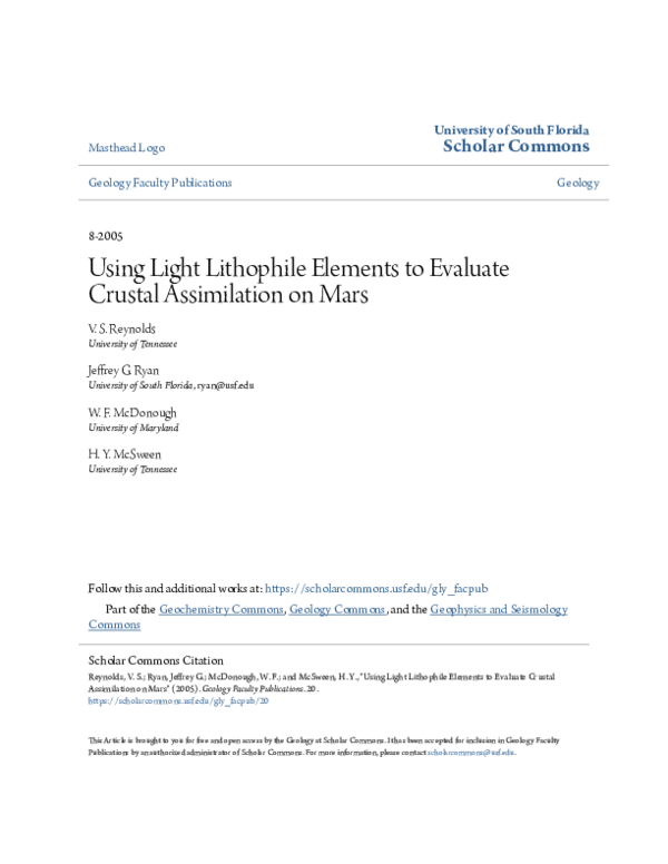 (PDF) Using Light Lithophile Elements to Evaluate Crustal Assimilation ...