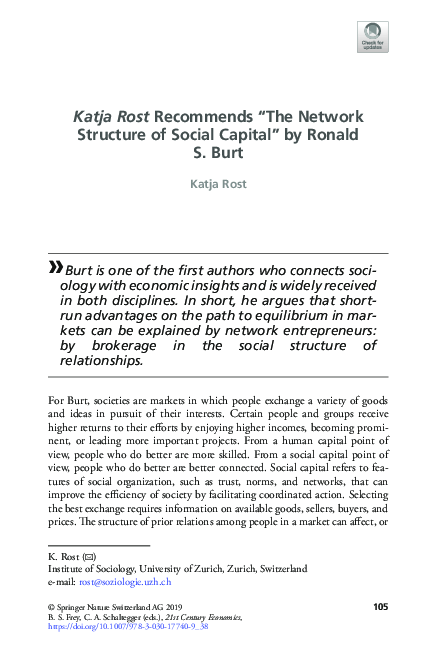 (PDF) Katja Rost Recommends “The Network Structure of Social Capital ...