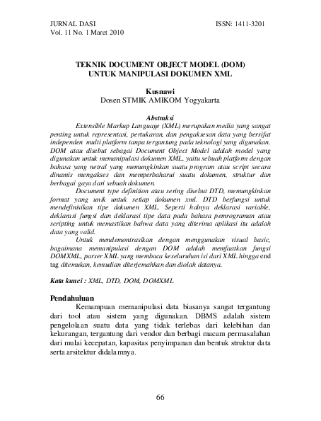 (PDF) Teknik Document Object Model (Dom) Untuk Manipulasi Dokumen XML