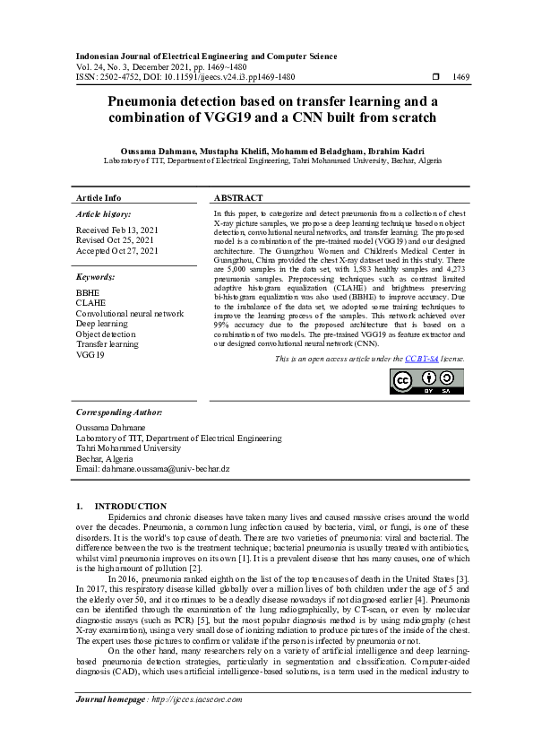 (PDF) Pneumonia detection based on transfer learning and a combination ...
