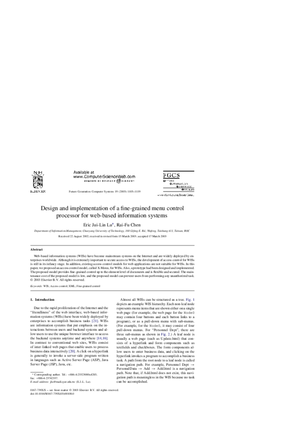(PDF) Design and implementation of a fine-grained menu control processor for web-based ...