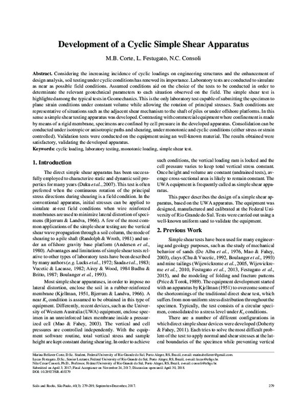 (PDF) Development of a Cyclic Simple Shear Apparatus